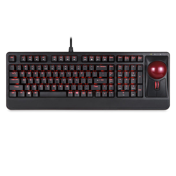PERIBOARD-322 Wired Backlit Trackball Keyboard with Extra USB Ports ...