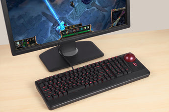 PERIBOARD-322 Wired Backlit Trackball Keyboard with Extra USB Ports ...
