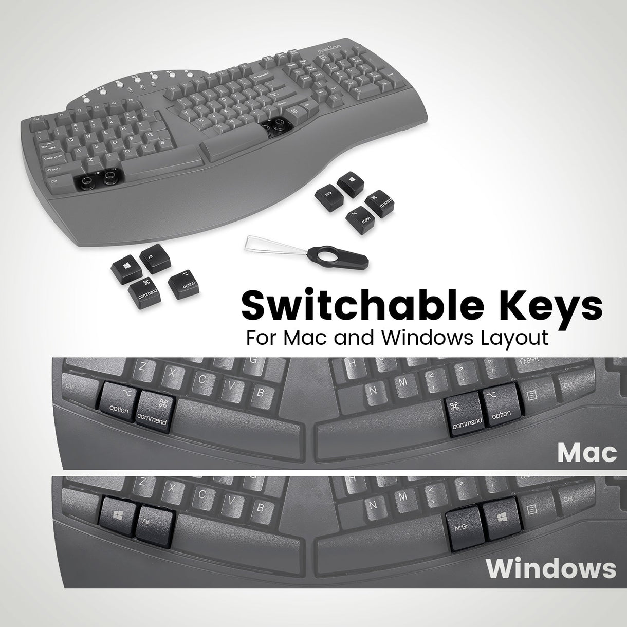 PERIBOARD-612 Wireless Ergonomic Split Keyboard with 2.4G and Bluetooth ...
