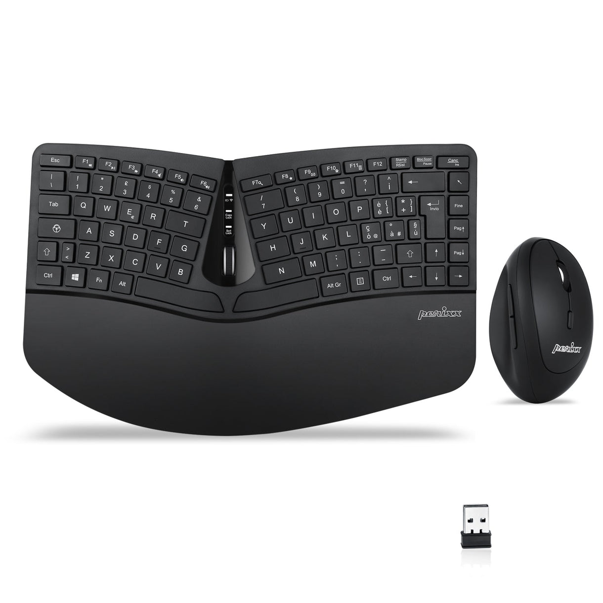 PERIDUO-606 Wireless Mini Ergonomic Keyboard and Vertical Mouse Combo ...