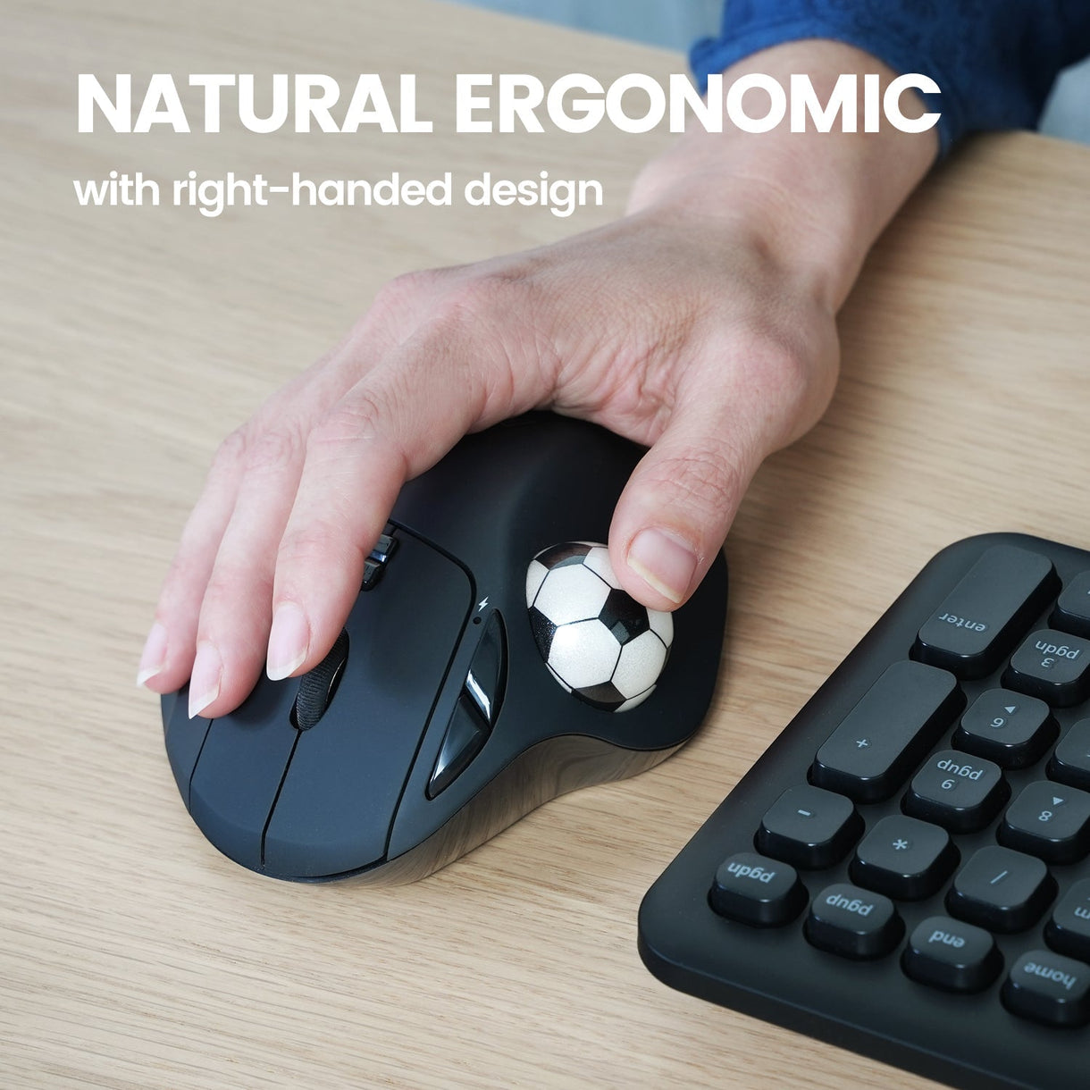 PERIMICE-717 Wireless Ergonomic Vertical Trackball Mouse with Pointing ...