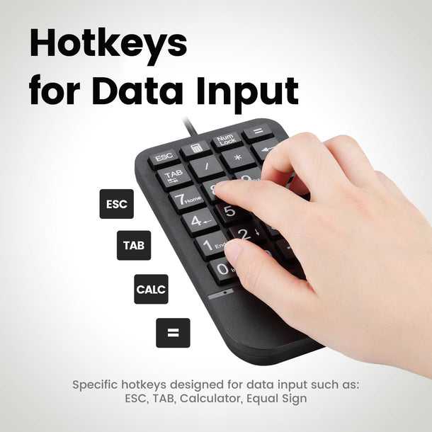 PERIPAD-205 - Wired Numeric Keypad with Big Print Letters - Perixx USA