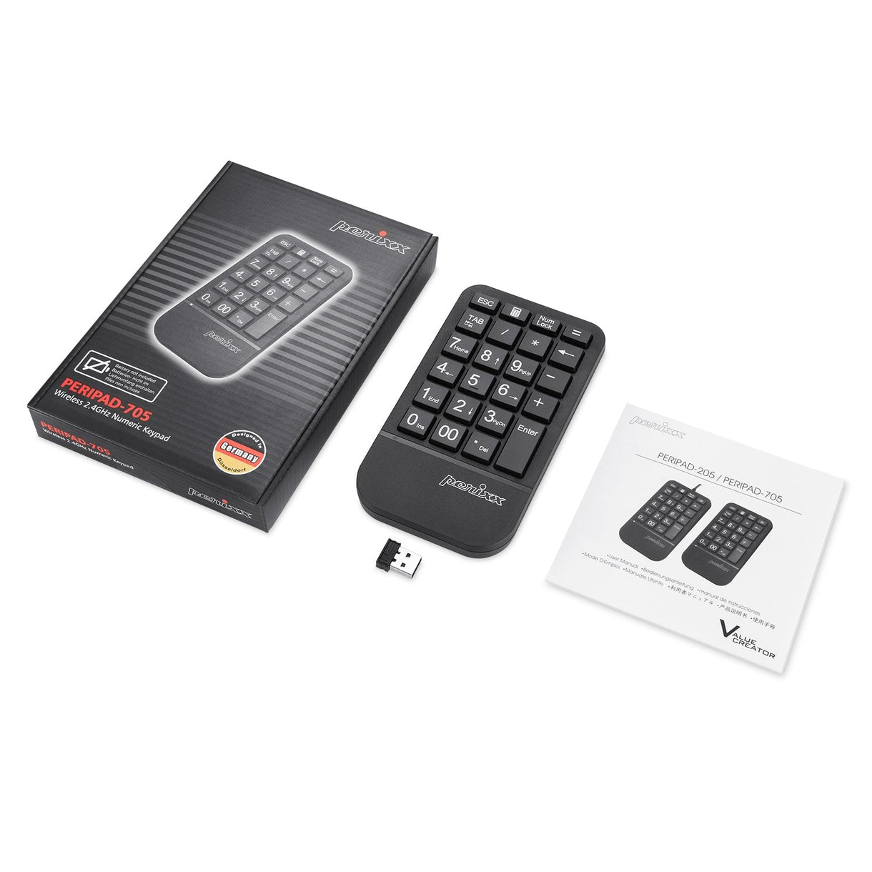 PERIPAD-705 - Wireless Numeric Keypad with Palm Rest Large Print ...